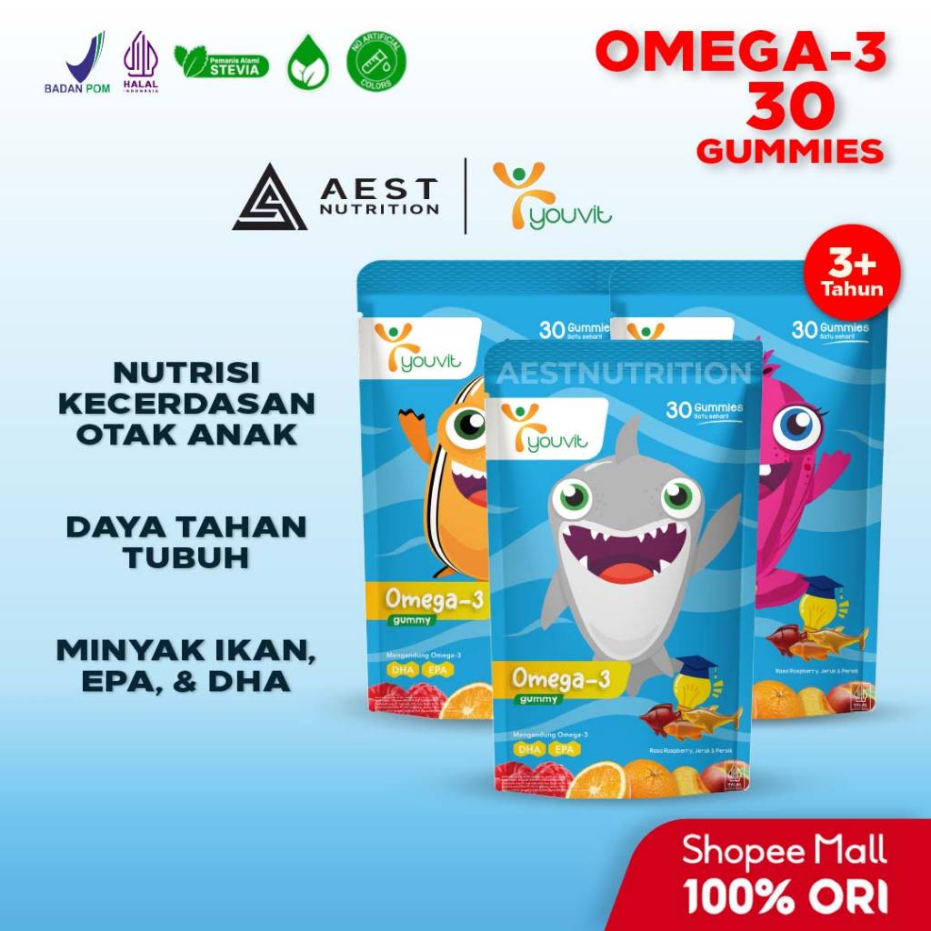 Jual Youvit Omega 3 Anak 30 Gummy Minyak Ikan Kids Vitamin Otak & Mata ...