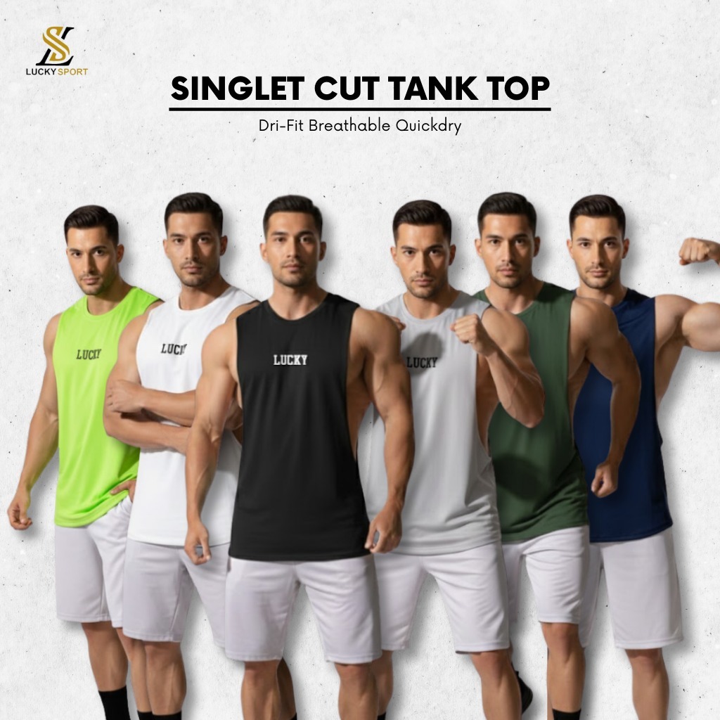 Jual Singlet Pria Gym Fitness Olahraga Polos Low cut Deep Cut Tank Top ...