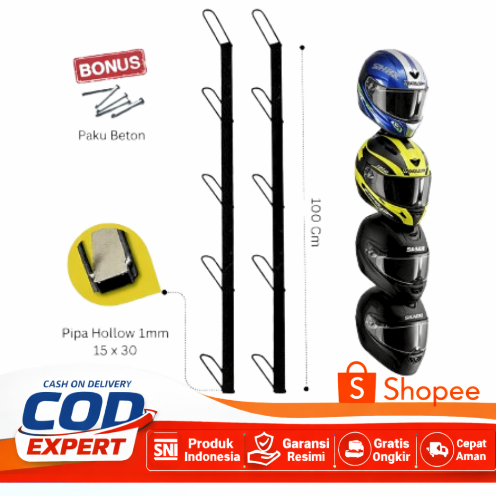 Jual Rak Gantungan Helm Dinding Tempat Helm susun Rak Penyimpanan Helm ...