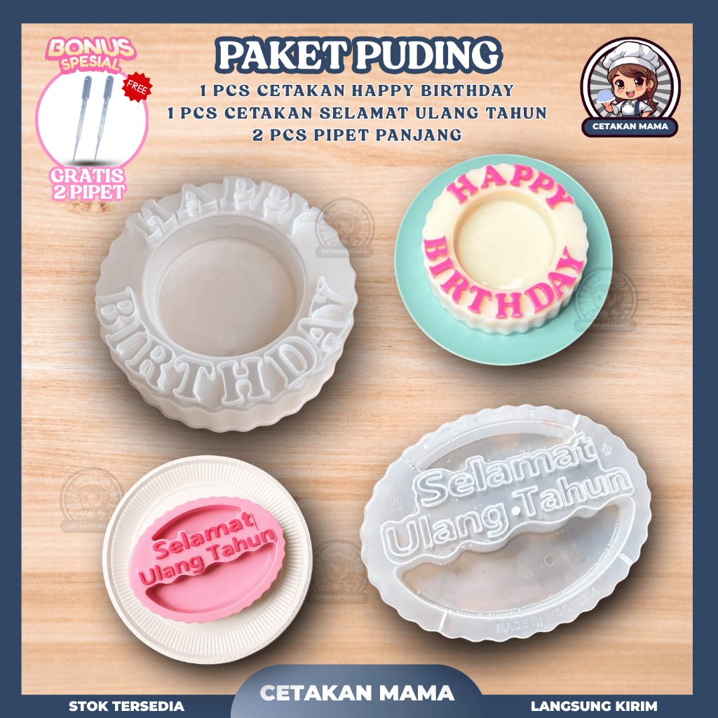 Jual 2 PCS Cetakan Puding Happy Birthday Ulang Tahun Plastik Premium 1 ...