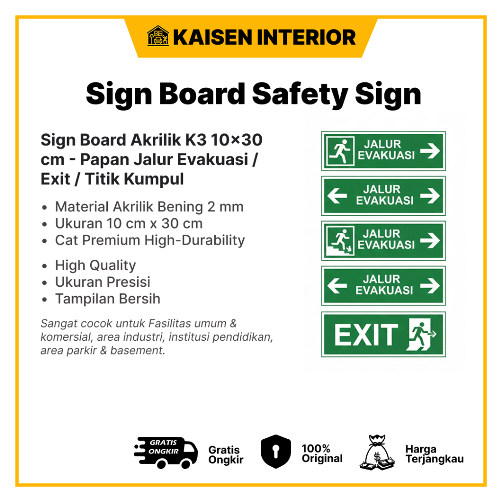 Jual Sign Akrilik Papan akrilik Plang Akrilik 10x30 cm Papan Jalur ...