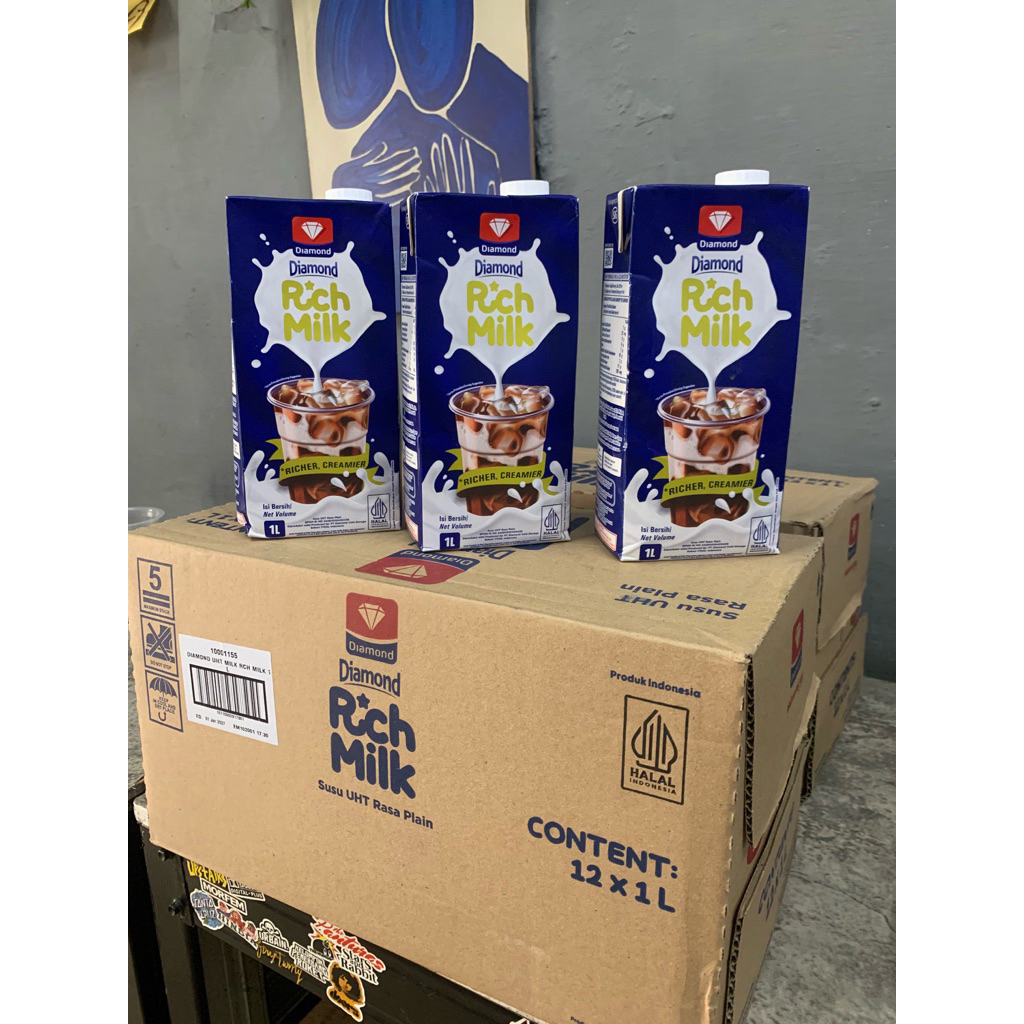 Jual SUSU DIAMOND UHT RICH MILK 1000ML (1karton) | Shopee Indonesia
