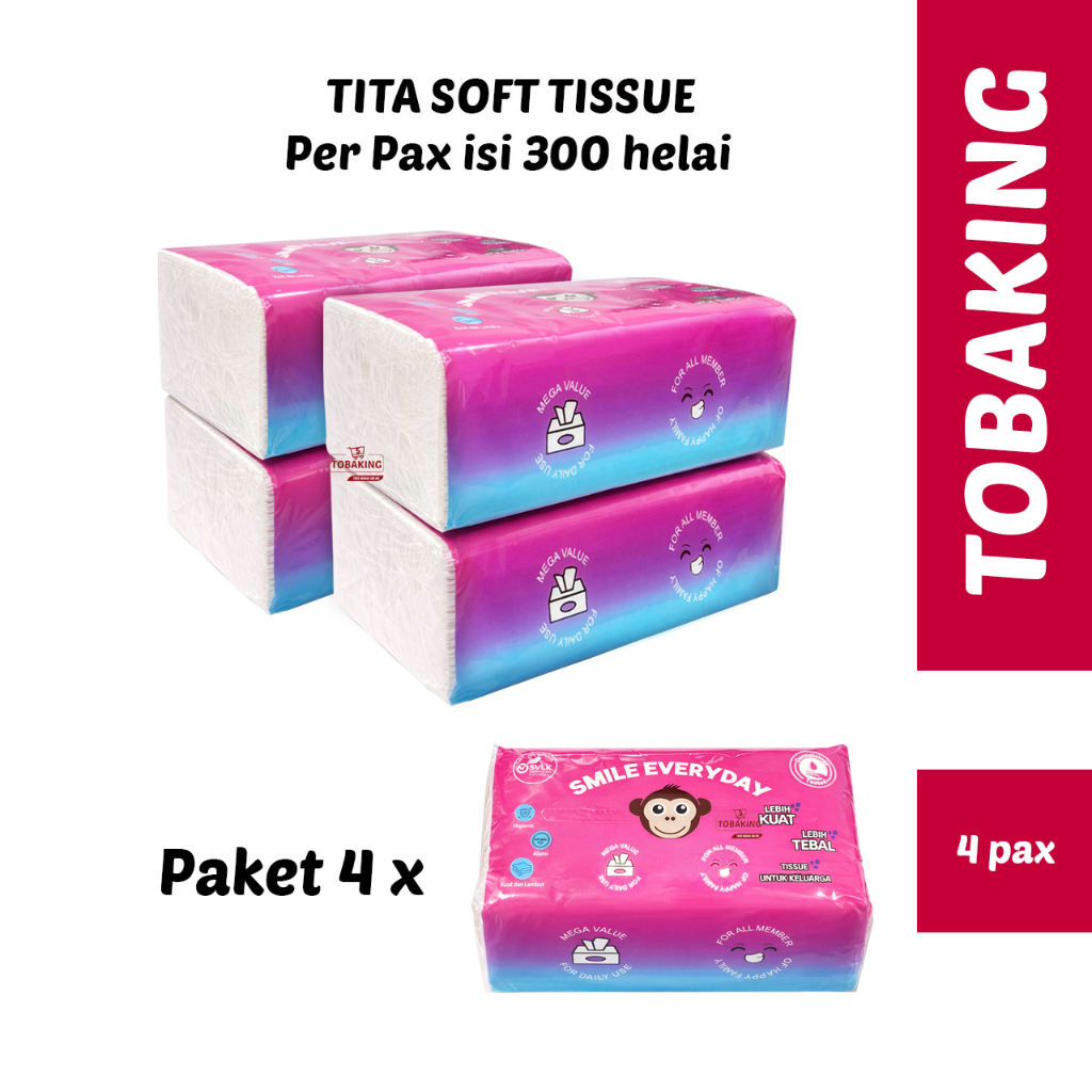 Jual [Paket 4 Pcs] Tisu Tita Soft 300 helai Tissue Titasoft 2 ply ...