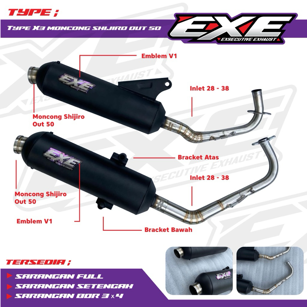 Jual Knalpot standar racing Type X3 Luster original EXE EXECUTIVE ...