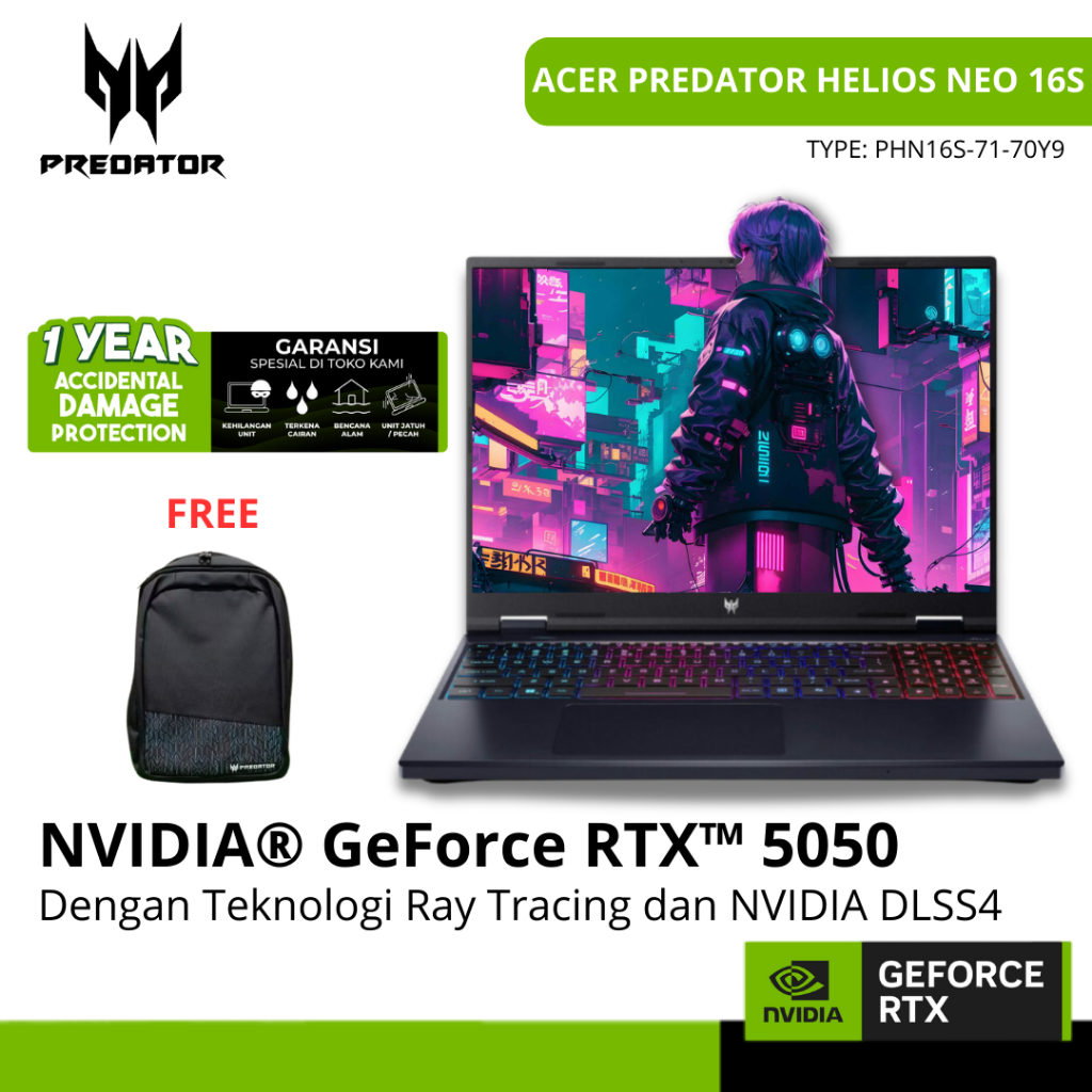 Jual ACER PREDATOR HELIOS NEO 16S AI OLED GeForce RTX5050 8GB - ULTRA 7 ...
