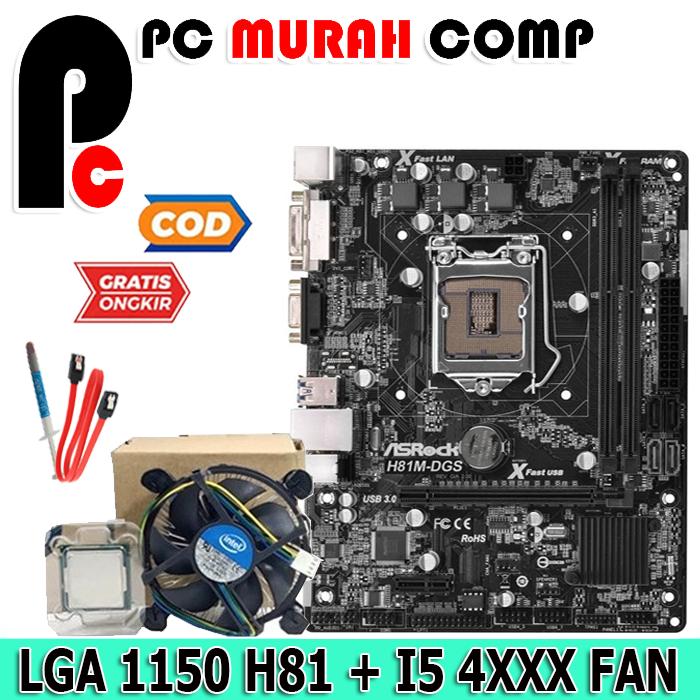 Jual Mobo Mainboard H81 Plus Proceessor Intel Core i5 Gen 4 LGA 1150 ...