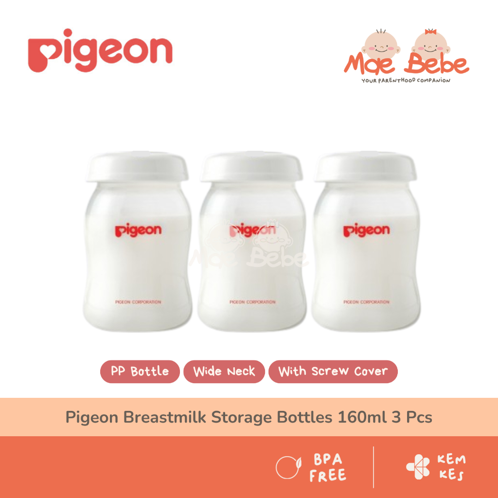 Jual Pigeon Breastmilk Storage PP Wide Neck Bottle Botol ASI 160ml 3 ...