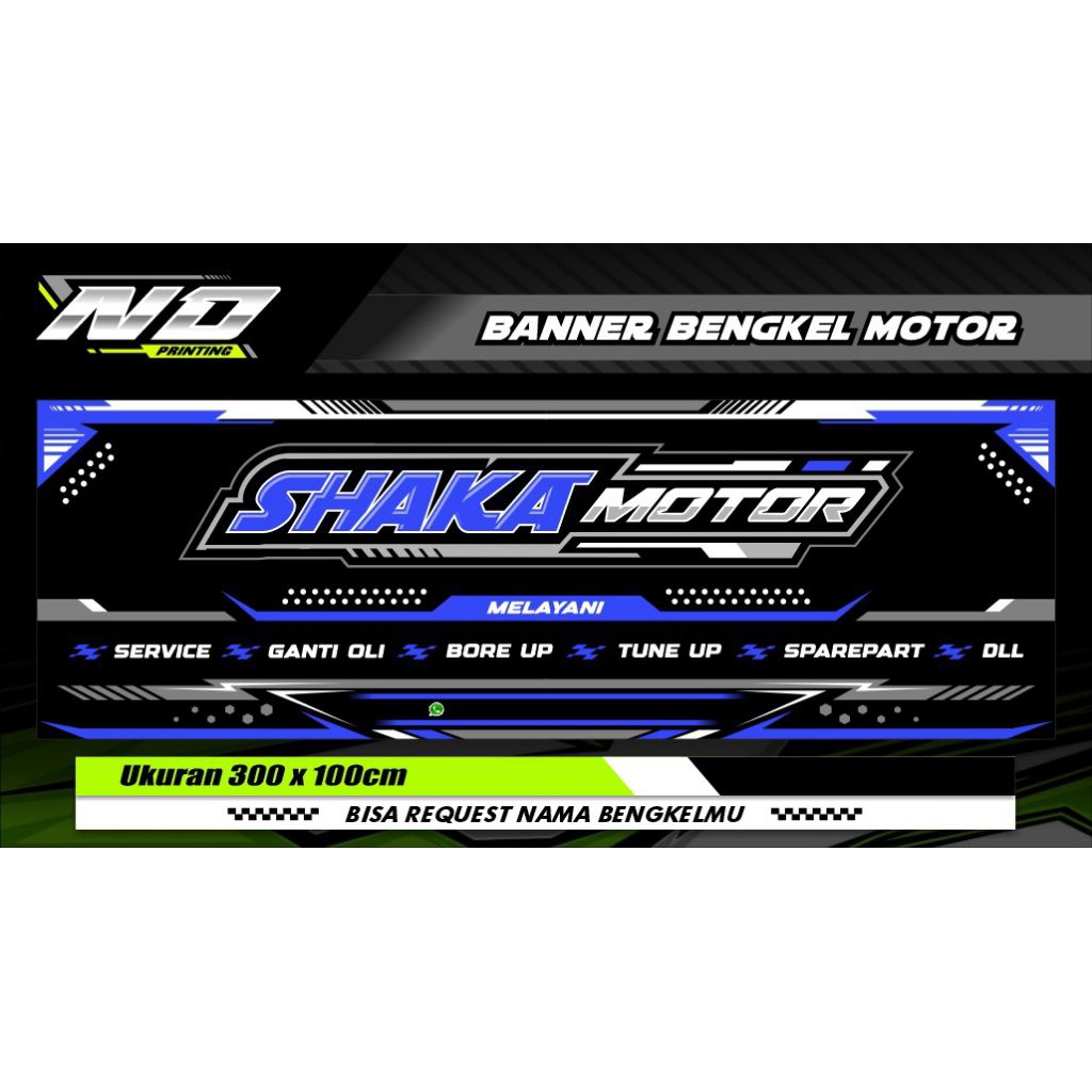 Jual BANNER SPANDUK BENGKEL MOTOR, BANNER RACING ukuran 300x100cm (Bisa ...