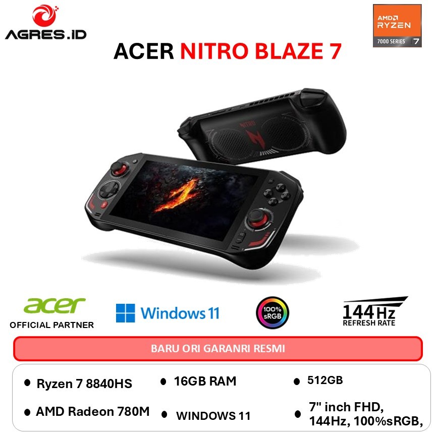 Jual ACER NITRO BLAZE 7 - AMD RYZEN 7 8840HS - RAM 16GB 512GB WINDOWS ...