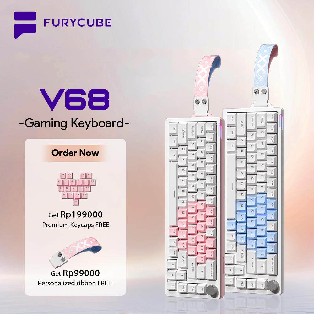 Jual [NEW DESIGN] FURYCUBE V68 Mechanical Gaming Keyboard 3pin Hotswap ...