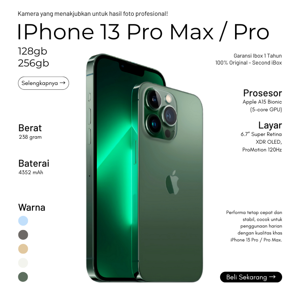 Jual READY STOCK – iPhone 13 Pro Max 128/256GB Second iBox | Original ...