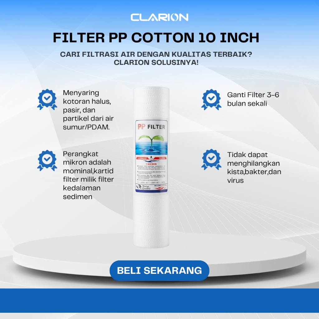 Jual CLARION Filter Cartridge PP Cotton 1 Micron 10" | Shopee Indonesia
