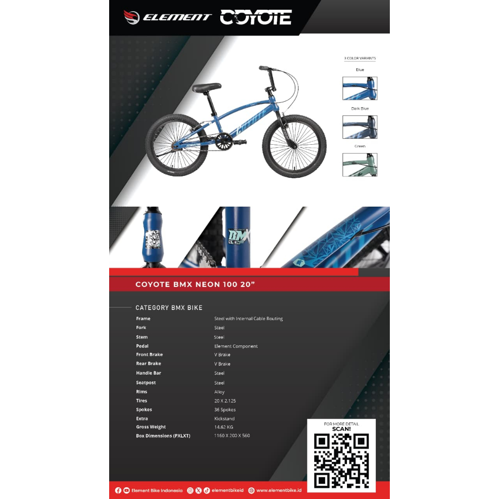 Jual Sepeda Anak BMX ELEMENT COYOTE NEON 100 Ukuran 20 Inch | Shopee ...