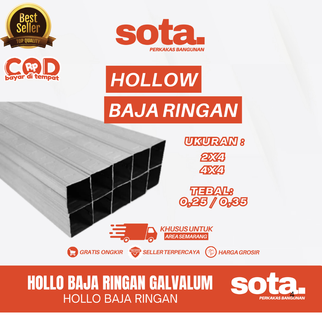 Jual SOTA Hollow Galvalum Baja Ringan 2x4 & 4x4 / Hollow Plafon dan ...