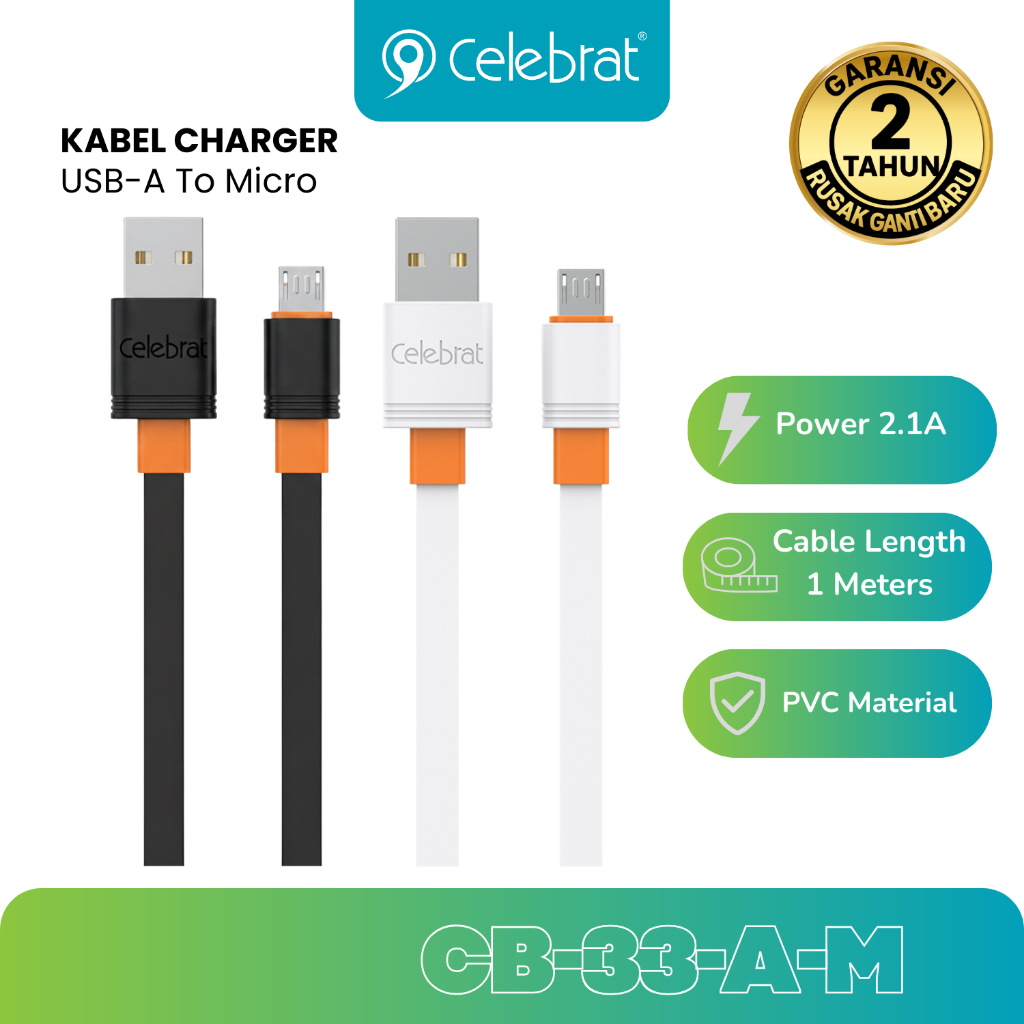 Jual Celebrat CB-33 Kabel Charger 2.1A USB-A To Micro Fast Charging 1 ...