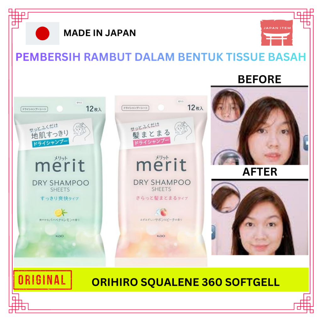 Jual Kao merit dry shampoo 12 sheets original Japan | Shopee Indonesia