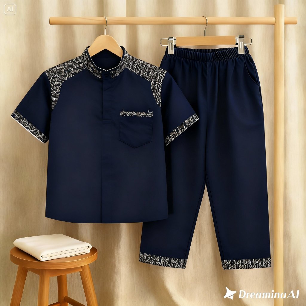 Jual Baju Koko Anak Laki-Laki Katun Batik 4-12 Tahun Polos Bintang ...