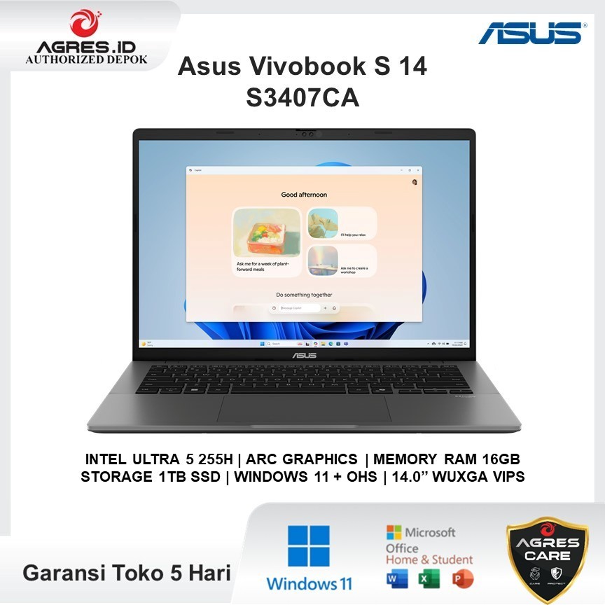 Jual ASUS Vivobook S14 S3407CA | Intel Ultra 5 225H | 16GB 1TB | W11 ...