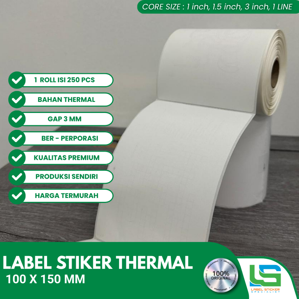 Jual LABEL STIKER DIRECT THERMAL 100X150 MM LABEL BARCODE STIKER ...