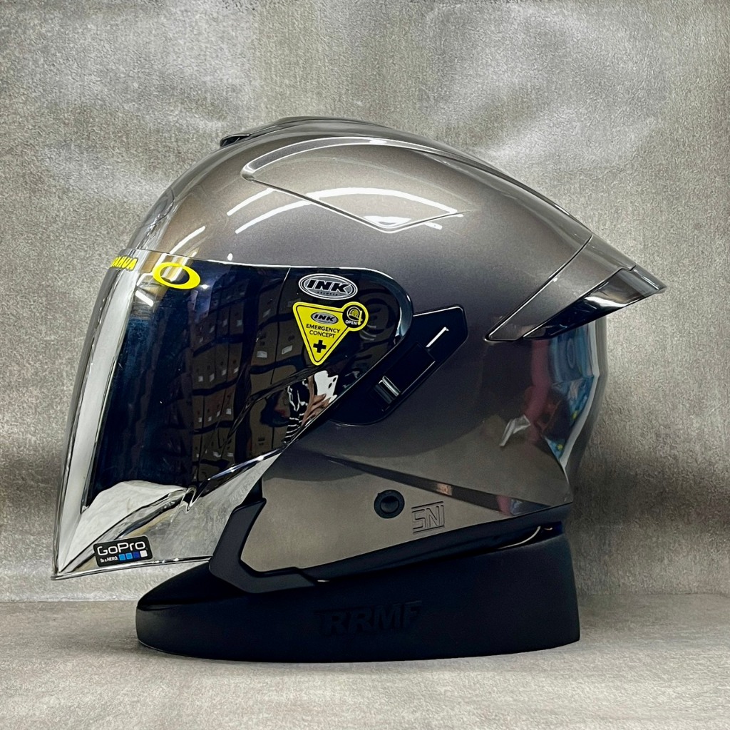 Jual INK TERRA 2 SOLID SILVER - TITANIUM || HELM HALF FACE DOUBLE VISOR ...