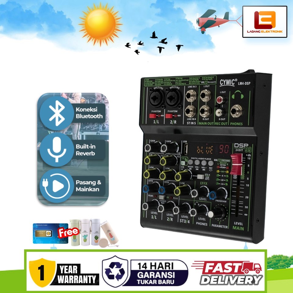 Jual CYMIC USB Audio Mixer Bluetooth Karaoke 4 Channel 99 DSP Effects ...
