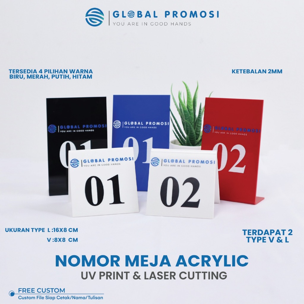 Jual Nomor Meja Akrilik Custom Logo Perusahaan Kafe Resto Cetak Print ...