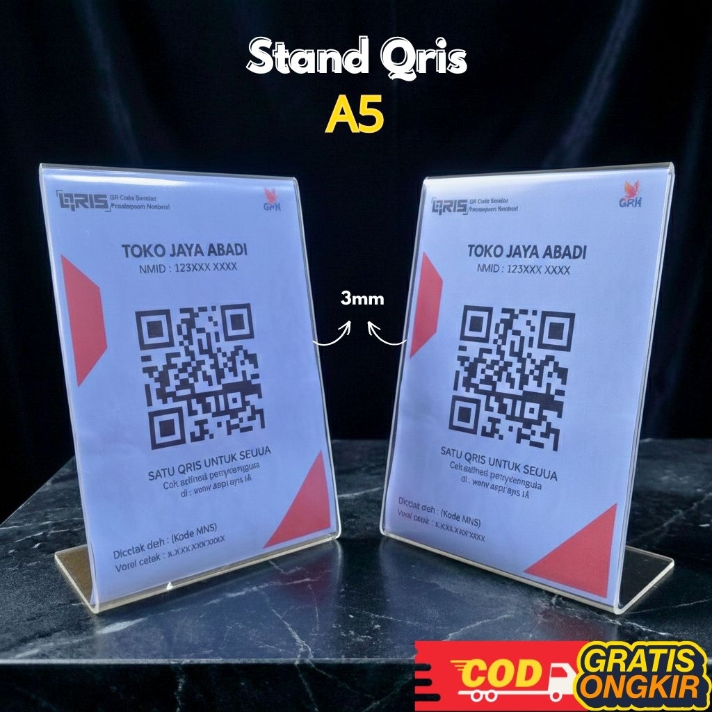 Jual Stand Qris akrilik ukuran A5 ketebalan 3mm | Shopee Indonesia