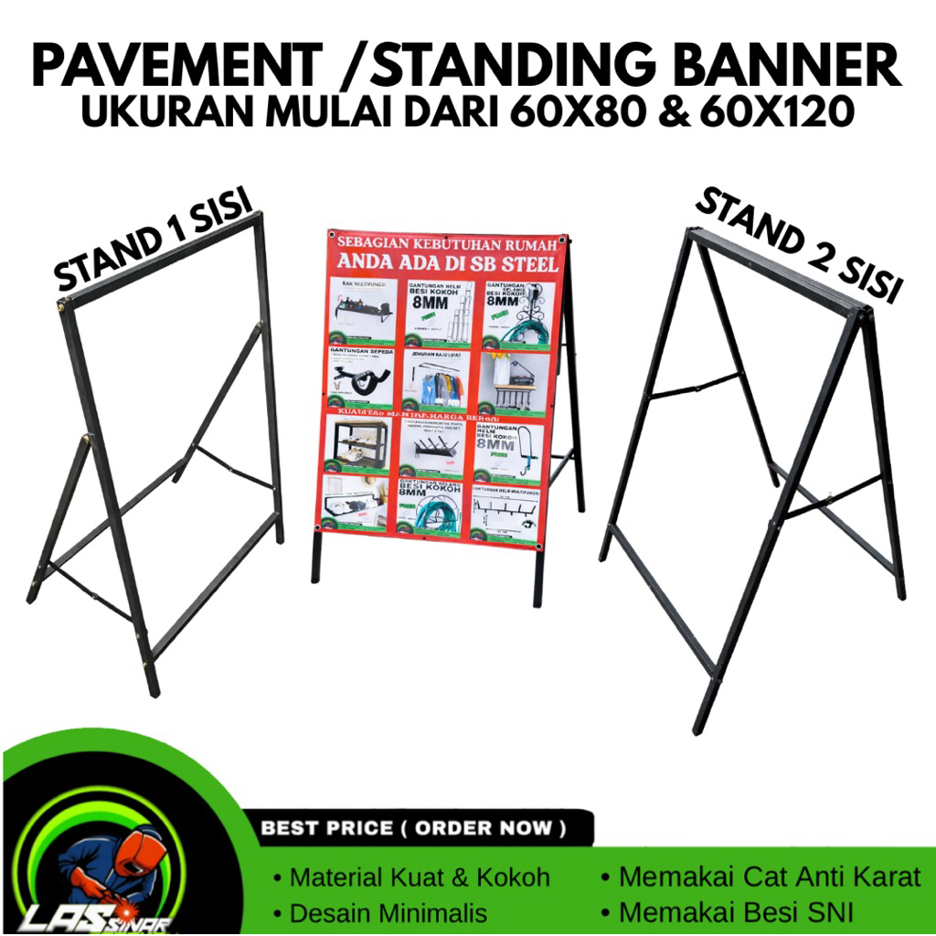 Jual Standing Banner Lipat bisa di bongkar pasang memakai besi 2x2 full ...