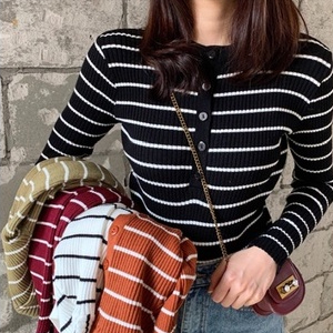 Jual CAMARO Sweater Rajut Striped Kancing Gold | Shopee Indonesia