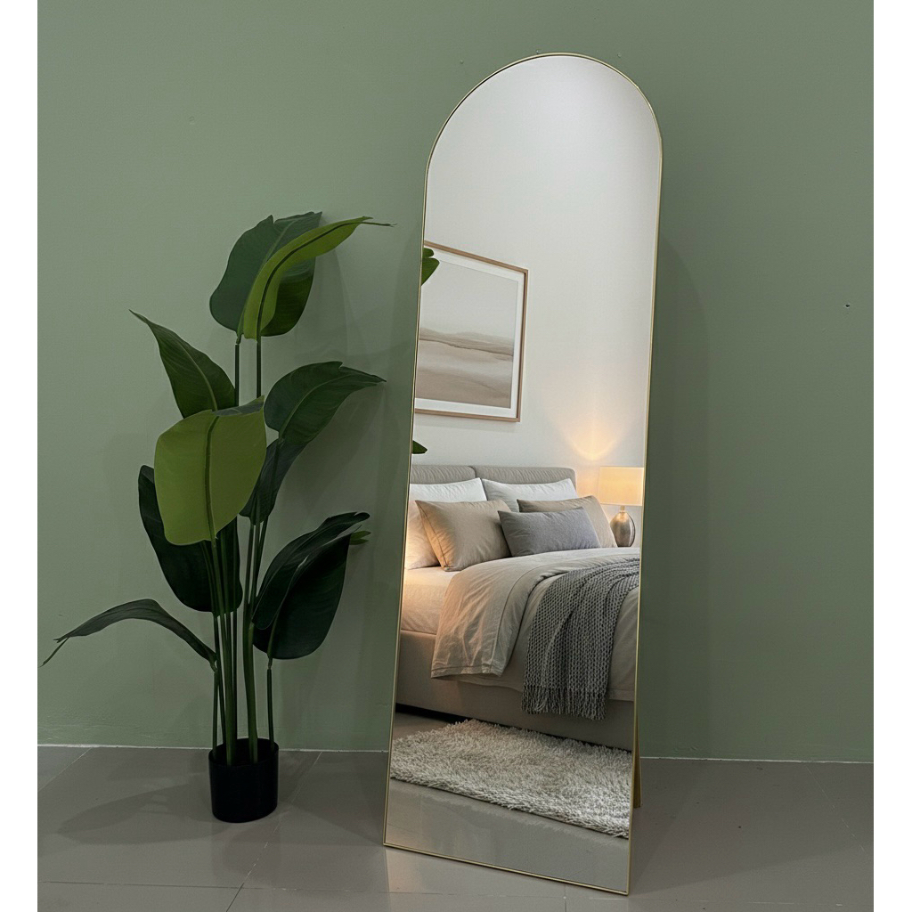 Jual FREE PACKING KAYU Thin frame Standing Mirror Full Body Oval Mirror ...