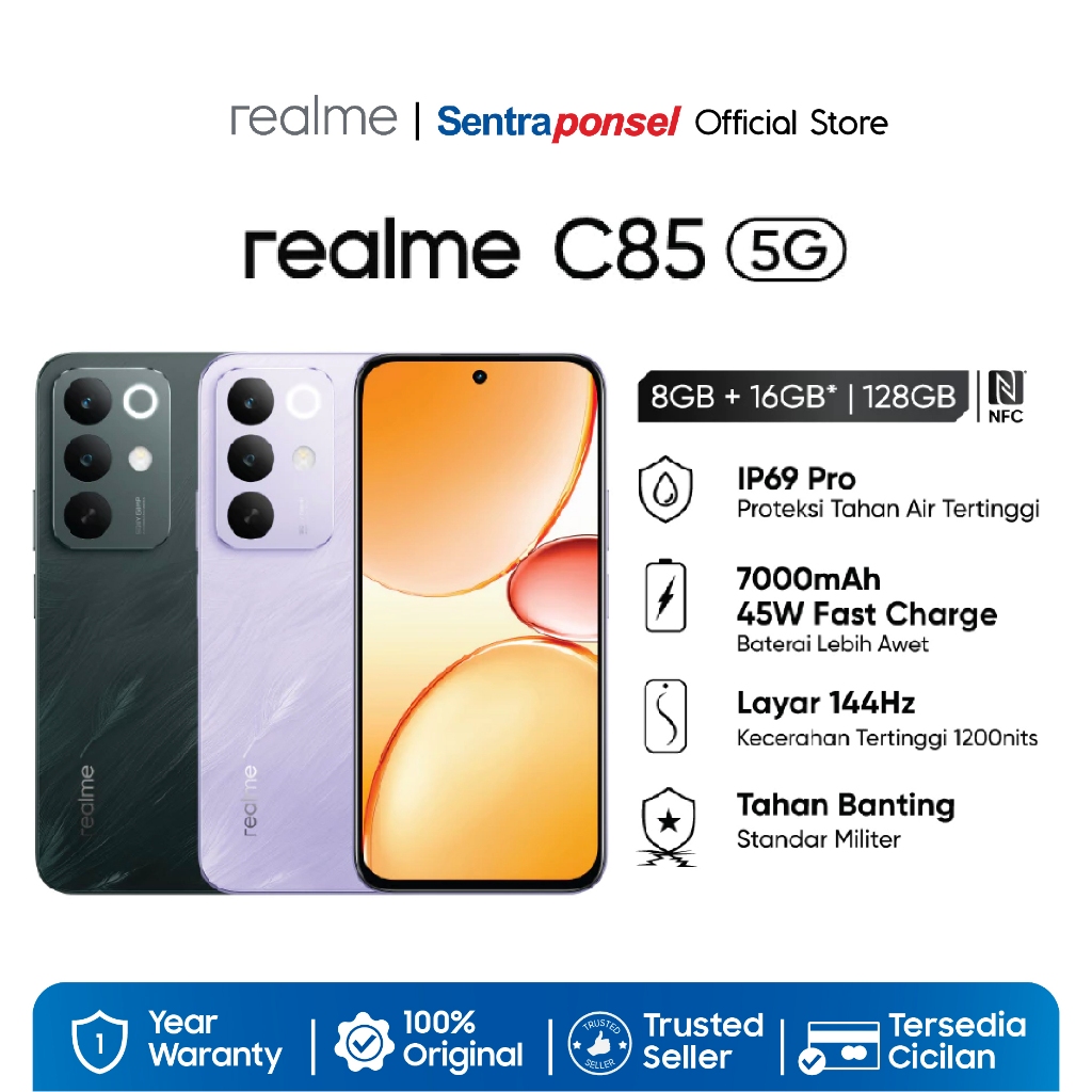 Jual Realme C85 5G 8GB/256GB 7000mAh Titan Battery | IP69 Pro Water ...