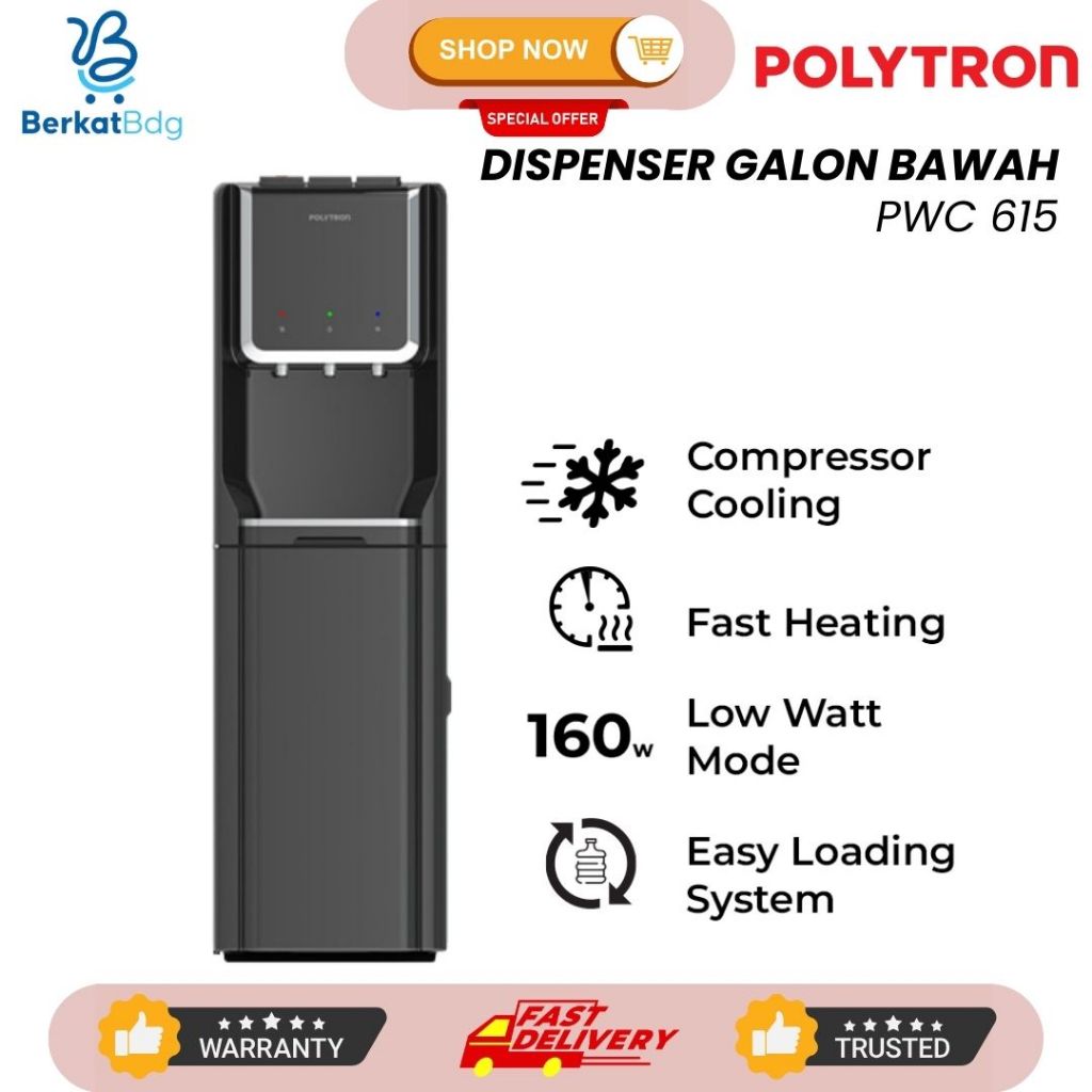 Jual DISPENSER GALON BAWAH POLYTRON PWC 615 BERKOMPRESSOR | Shopee ...