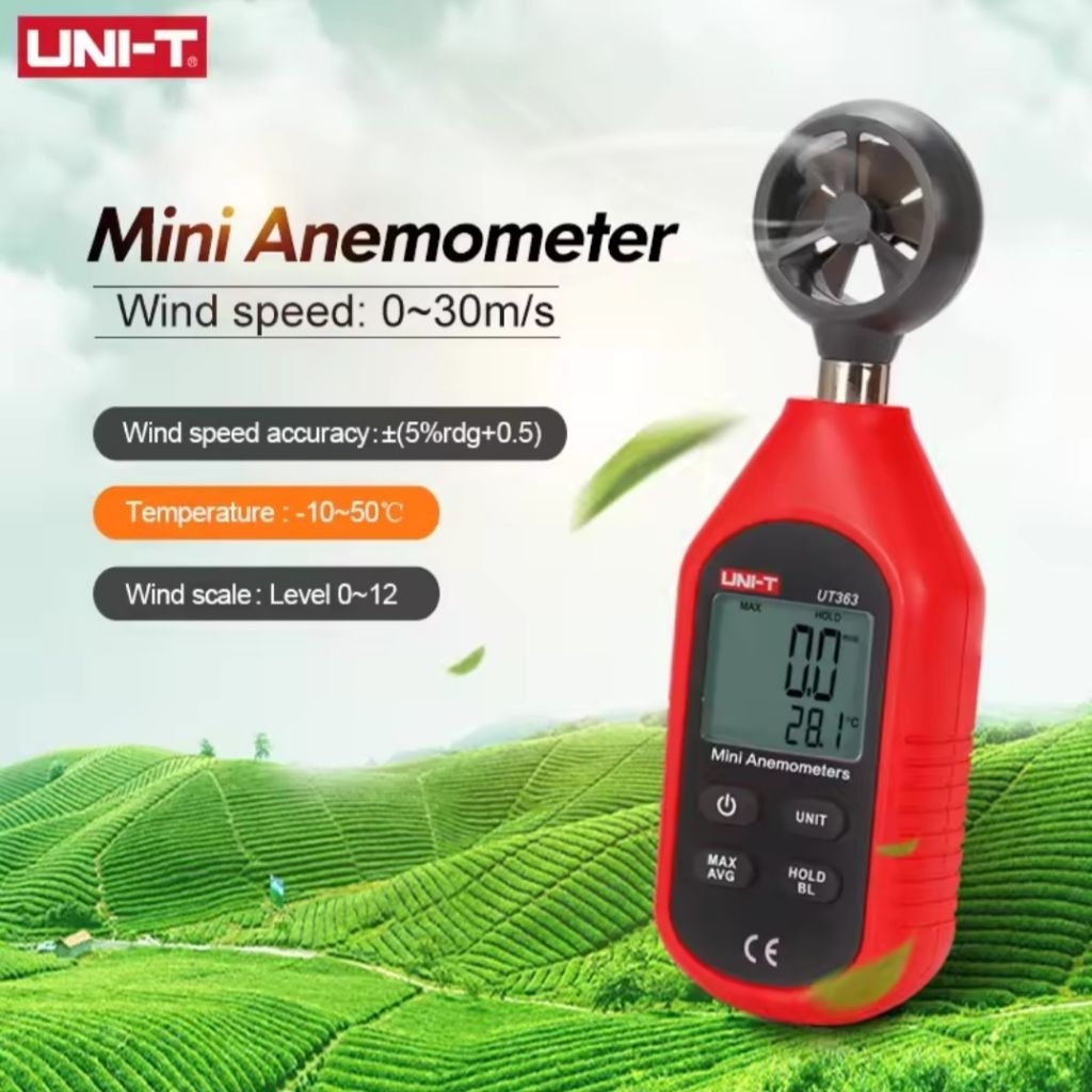 Jual digital anemometer thermometer pengukur kecepatan angin wind speed ...