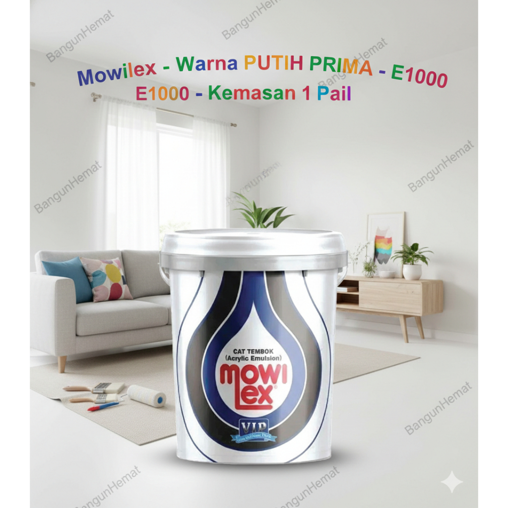 Jual Cat Tembok Mowilex Emulsion VIP E1000 Putih Prima 20 Liter - Putih ...