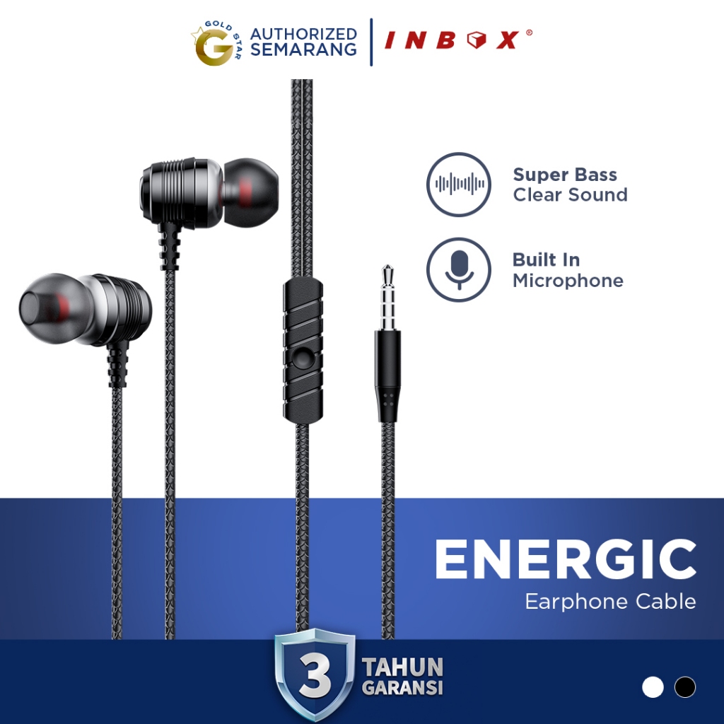 Jual Inbox Energic Kabel Headset Super Bass With Mic Earphone Gaming ...