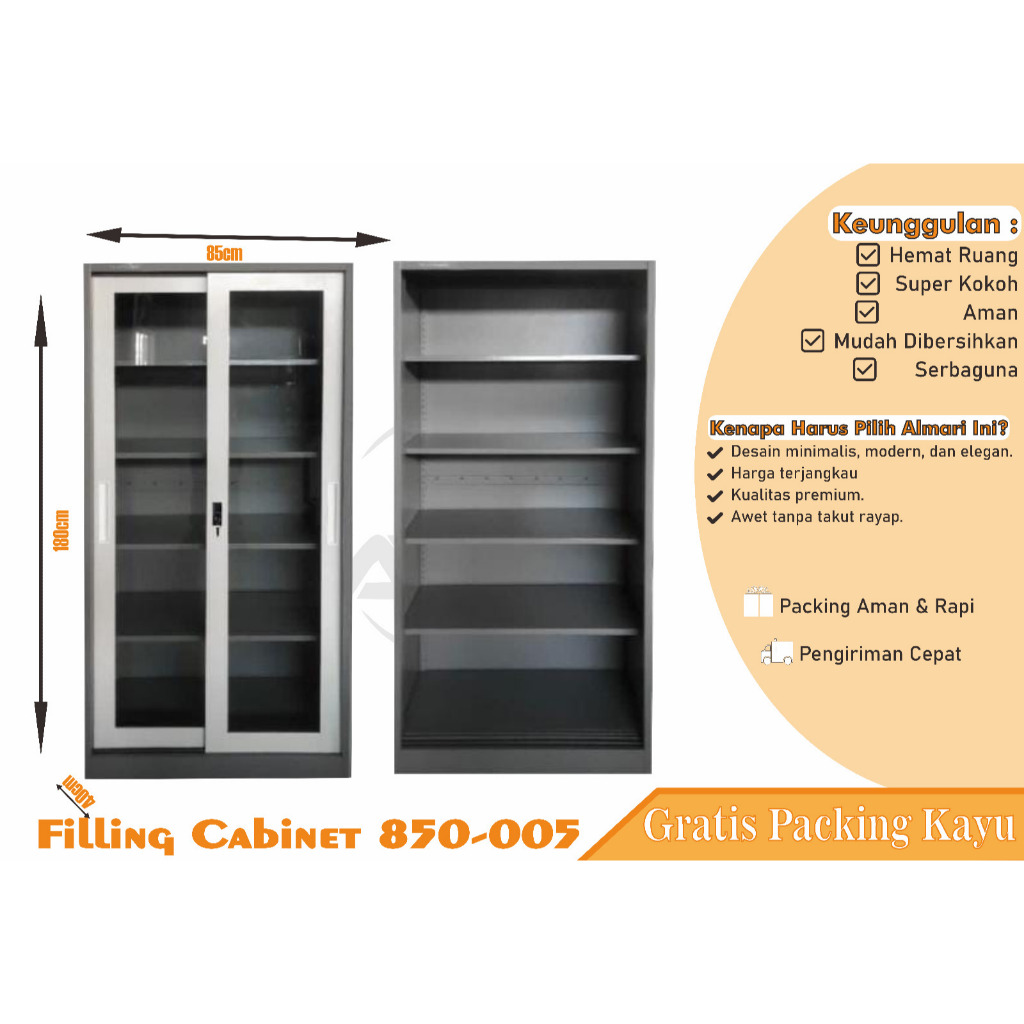 Jual Lemari Arsip Terbuka Besi Baru Ukuran 85x40x180cm Rak File ...