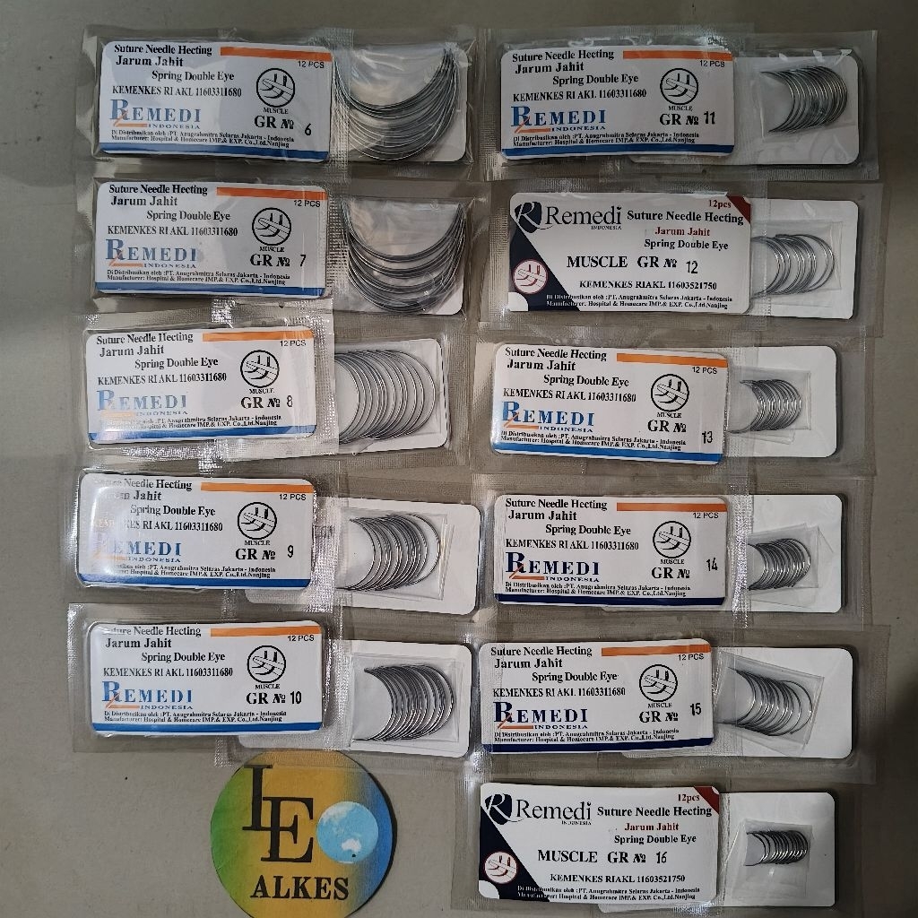 Jual Sutura Needle Hecting Otot GR Remedi isi 12 Pcs Jarum Hekting Otot ...