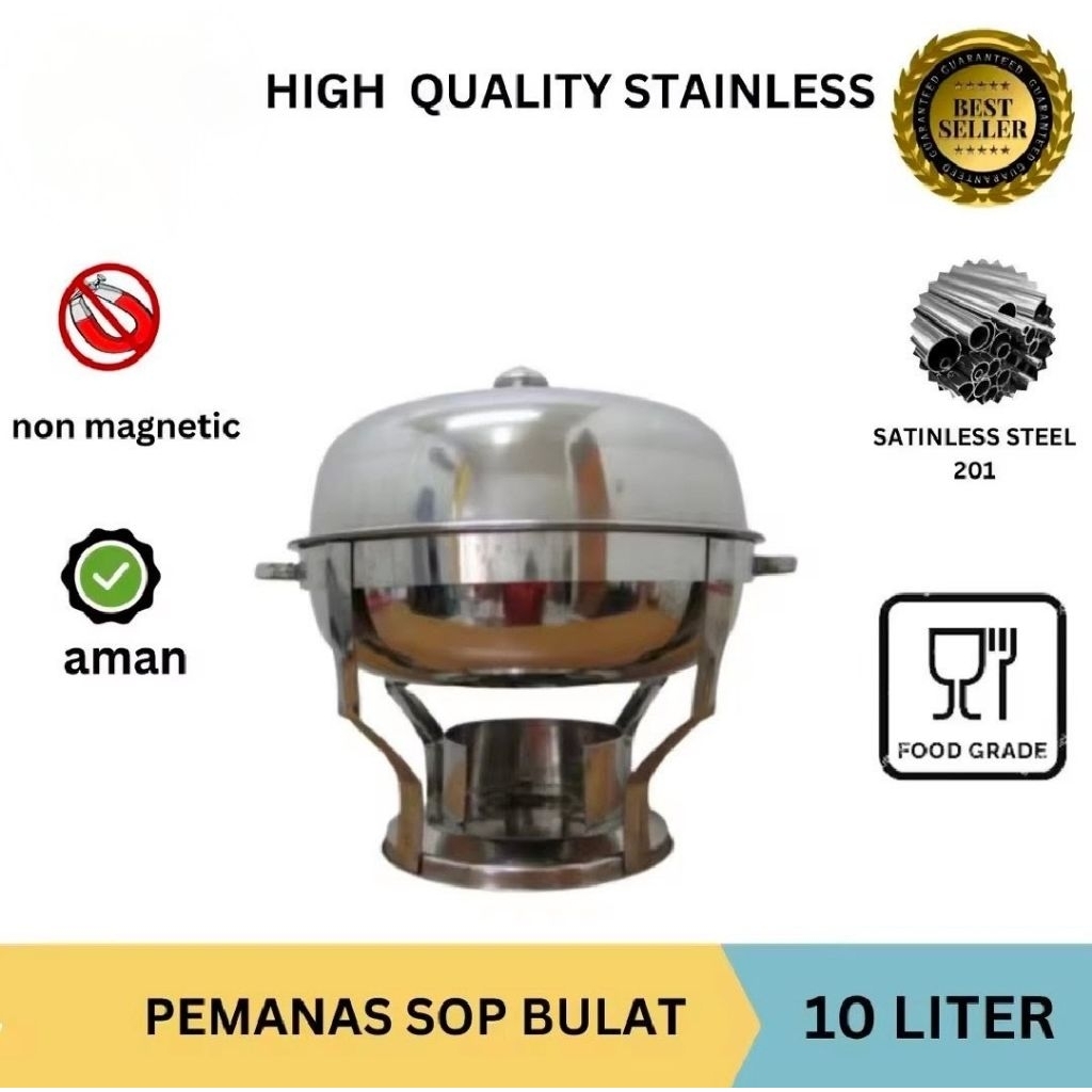 Jual Pemanas Bulat Sop / Round Chafing Dish GOLDEN HORSE 10Lt Premium ...
