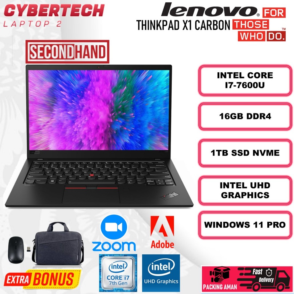 Jual Laptop Lenovo ThinkPad X1 Carbon Intel Core i7 7600U Series 16GB ...