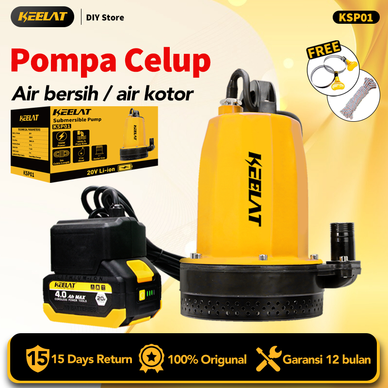 Jual KEELAT Pompa Celup 150W Drainase & Air Kotor, Head 11 m, Pompa Air ...