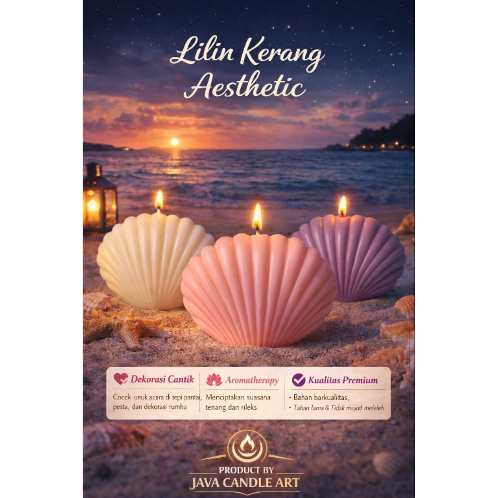 Jual LILIN AESTHETIC SHELL CANDLE KERANG UK. S (KECIL) DEKORASI ...