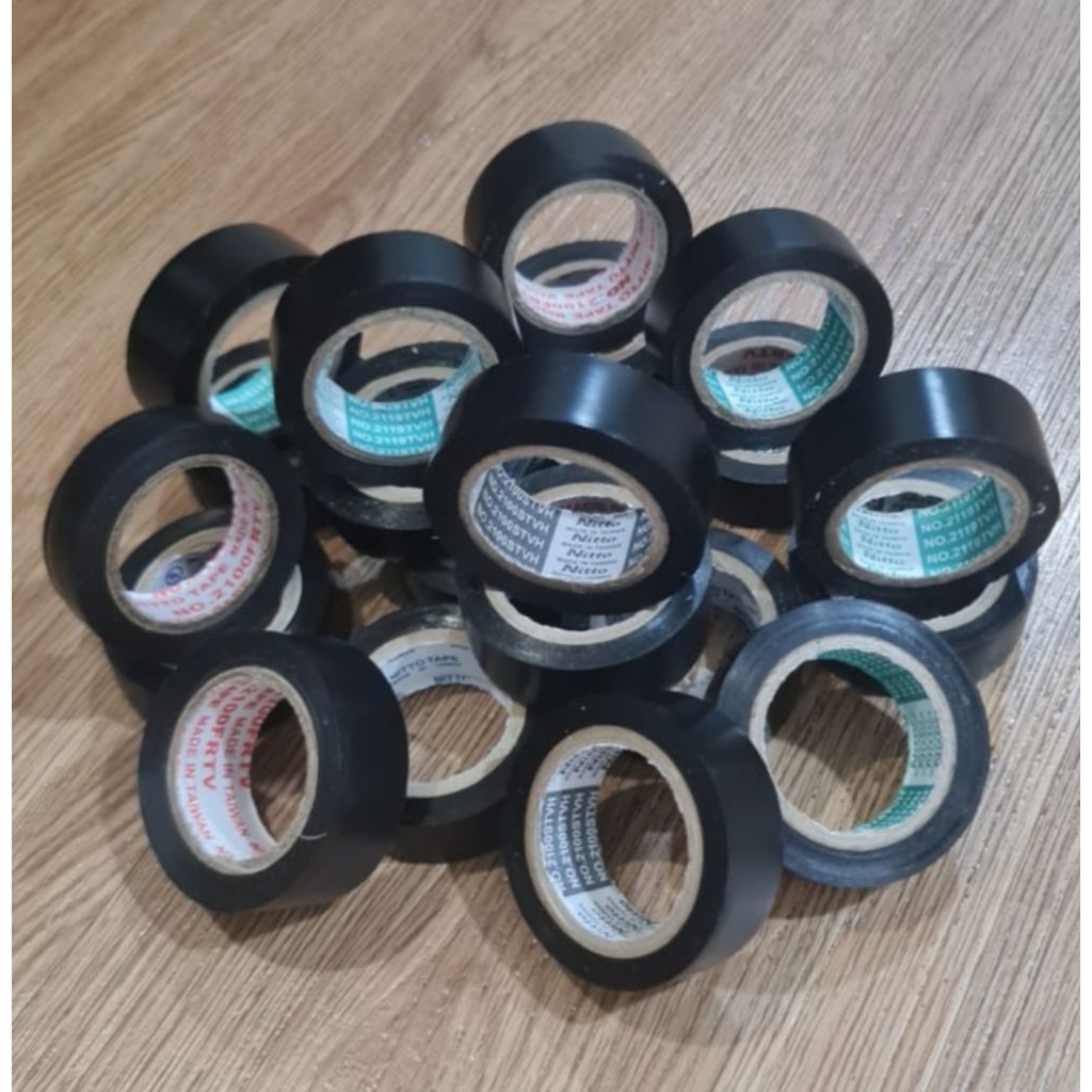 Jual Paket Isi 20 Pcs Isolasi listrik Nitto warna hitam 3/4" x 10 meter ...