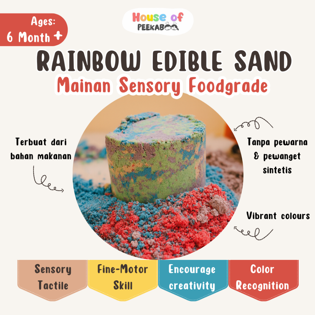 Jual House of Peekaboo - Rainbow Edible Sand/ Pasir sensori mainan anak ...