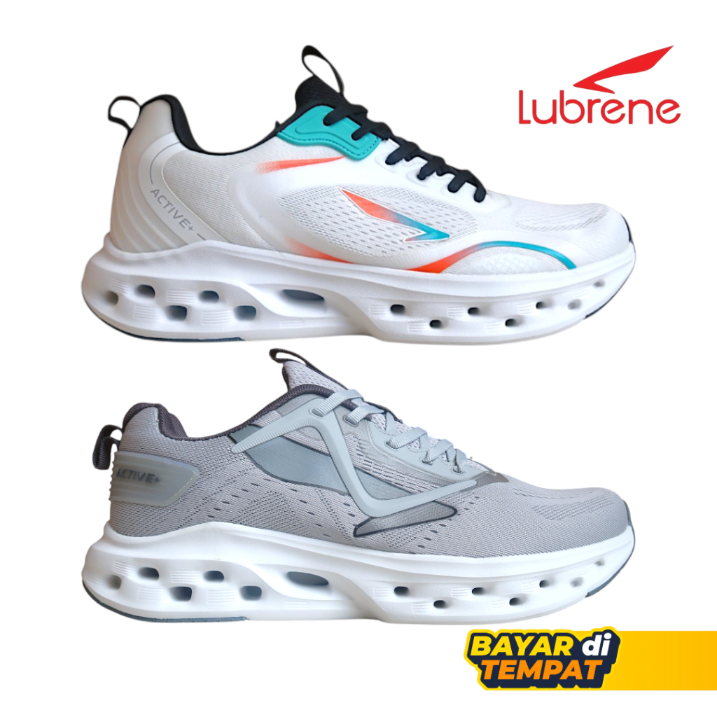 Jual Sepatu Running Pria Olahraga Lari Sneakers Putih Abu Lubrene Leroy ...