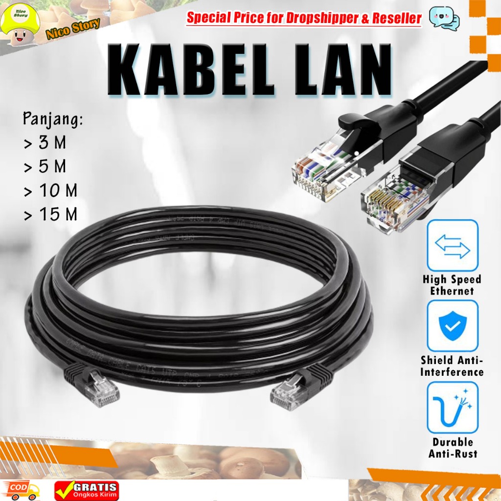 Jual (ncs) Kabel LAN Besi 3M, 5M, 10M, 15M - FTP Cable Cat6e Ethernet ...