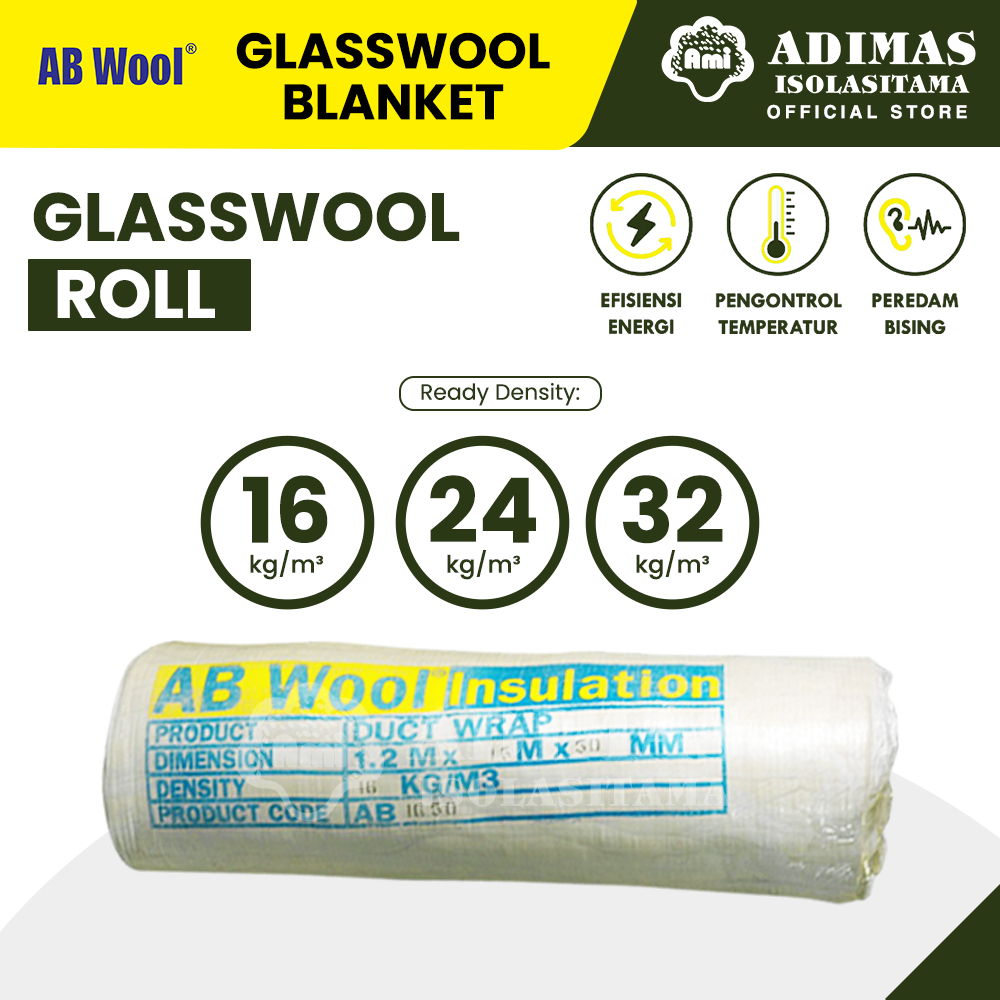 Jual Glasswool Roll AB Wool Tebal 25mm & 50mm Insulasi Peredam Panas ...