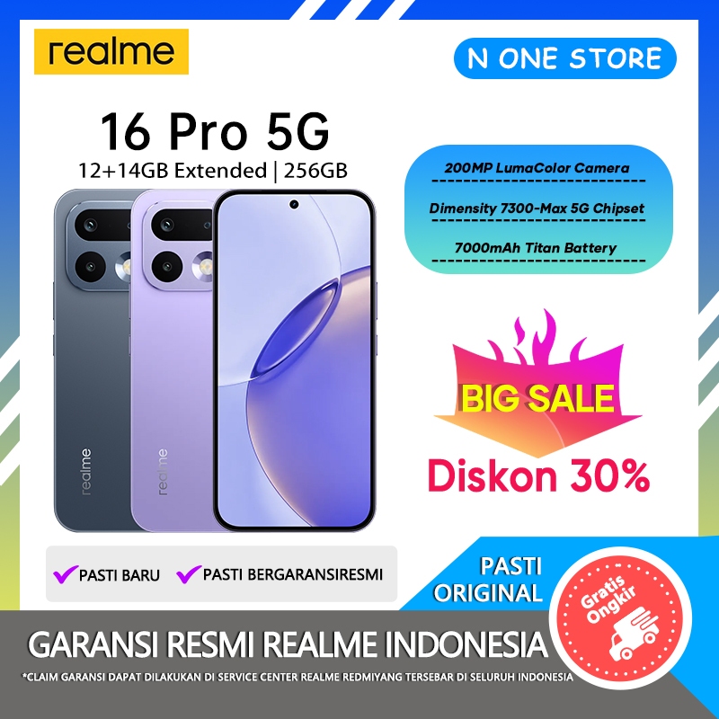 Jual realme 16 Pro 5G 12/256GB (12GB+14GB Extended RAM) Official Store ...