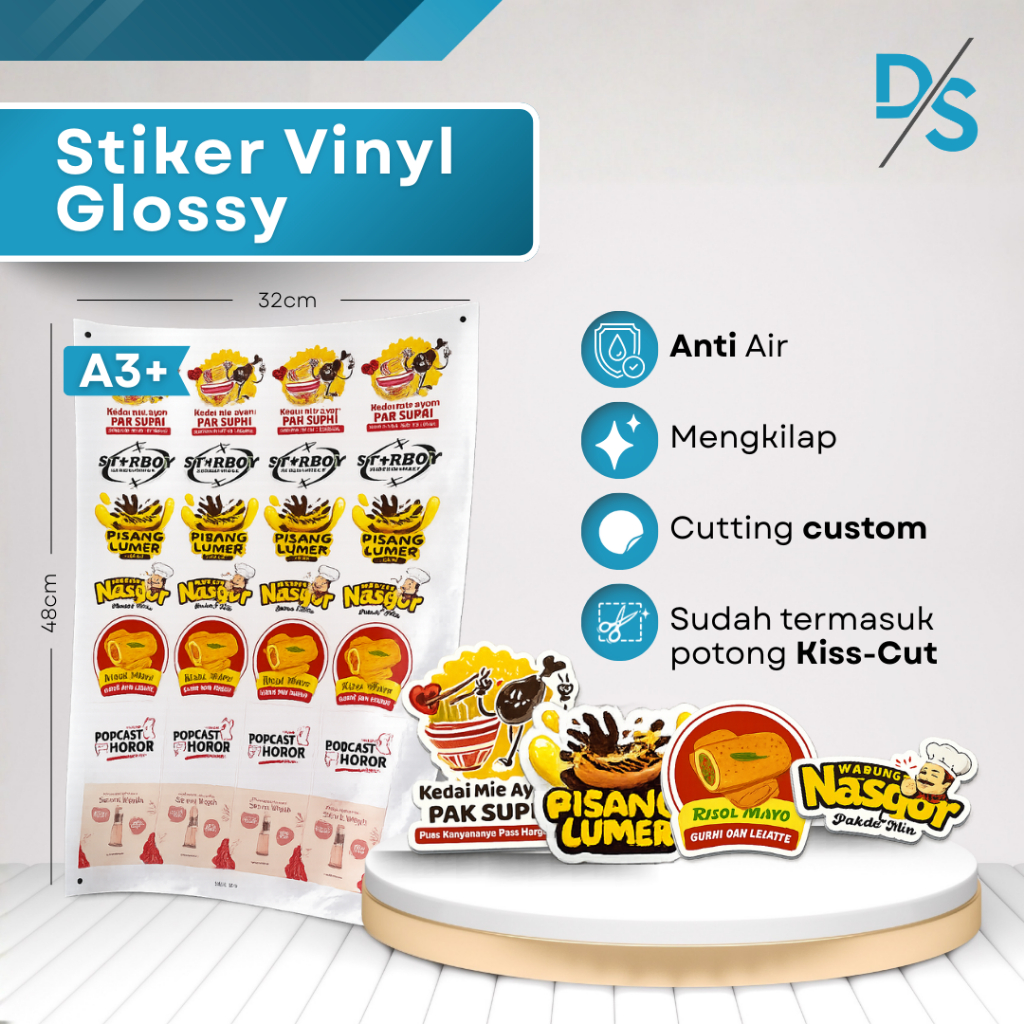 Jual DSPRINTING - Cetak Stiker Vinyl Glossy A3+ Label Jualan Makanan ...