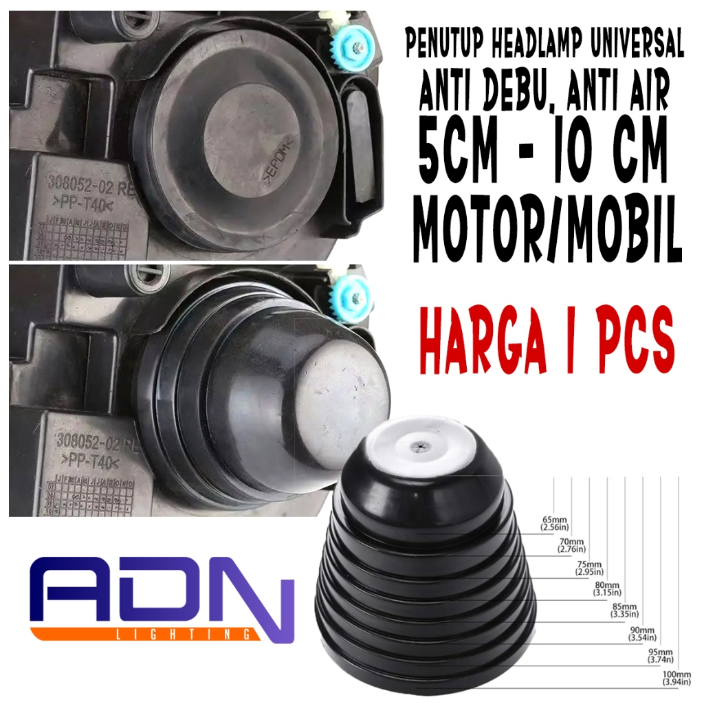 Jual ADN KARET COVER PENUTUP LAMPU DEPAN HEADLAMP MOBIL MOTOR ANTI DEBU ...