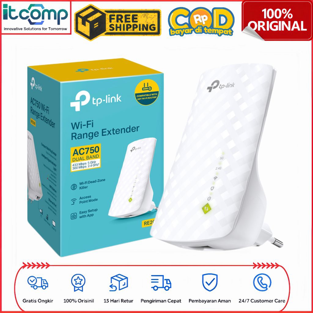 Jual TP-Link RE200 AC750 Wi-Fi 5 Dual Band 750Mbps Range Extender ...